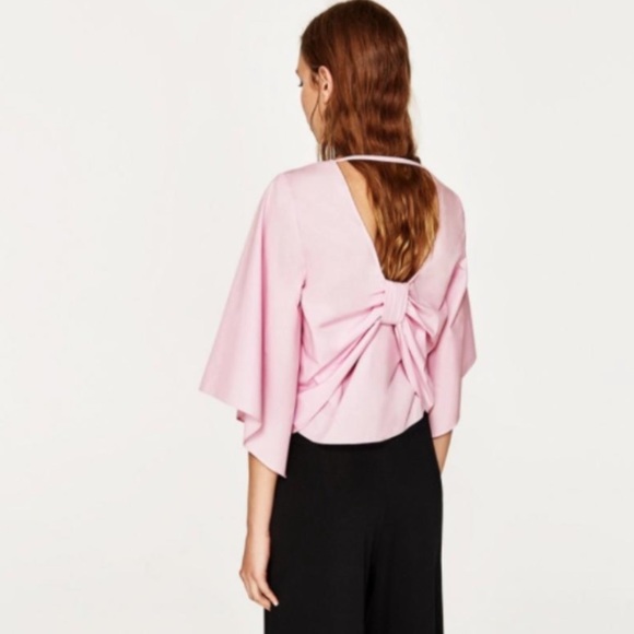 Zara | Tops | Zara Basic Barbie Pink Bow Back Top | Poshmark